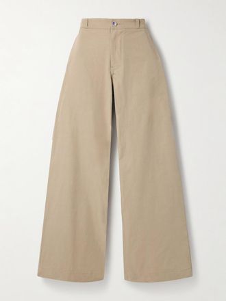 The Elder Statesman Silvano Hose Mit Weitem Bein Aus Baumwoll-twill - Neutral