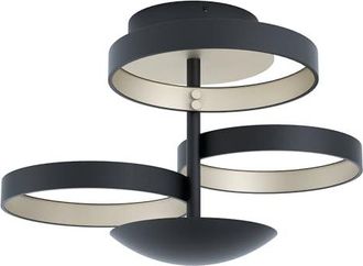 Eglo LED Deckenleuchte Gromola, 3 flammige Deckenlampe dimmbar, Wohnzimmerlampe, Küchenlampe aus Aluminium und Stahl in Schwarz, Champagner, Flurlampe Deck