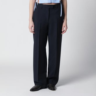 Miu Miu Marineblaue Hose aus Wollmischung