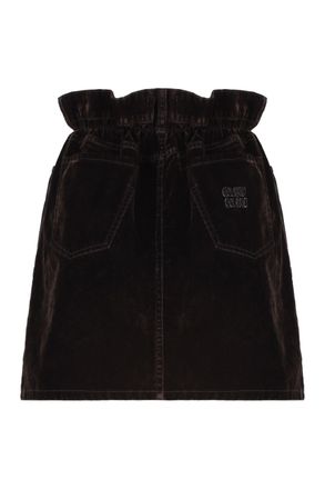 Miu Miu Womens Skirt Velvet Brown Cotton