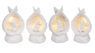 Out of the Blue LED Dekofigur Sitzender Engel, zufällige Auswahl aus 4 ähnlichen Motiven, Engelsfigur Putte Dekoengel Engelchen Lichtdeko, Maße (H/B/T): 12 x 7 x 5,5 