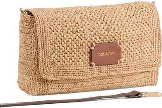 Nat & Nin Sac &agrave; bandouli&egrave;re en raphia et cuir