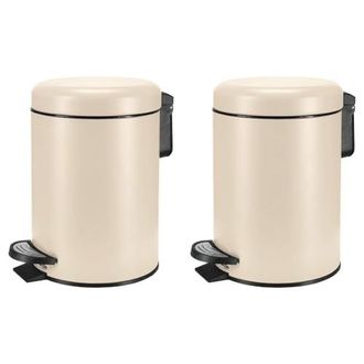 Kleine Wolke Kosmetikeimer One, Farbe: Natur, Material: Edelstahl/PP, Gr&ouml;&szlig;e: Eimer 3 Liter 16,8 cm x 25 cm (Packung mit 2)