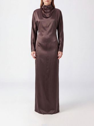 Max Mara Robe de soir&eacute;e longue fourreau en soie avec col montant drap&eacute;