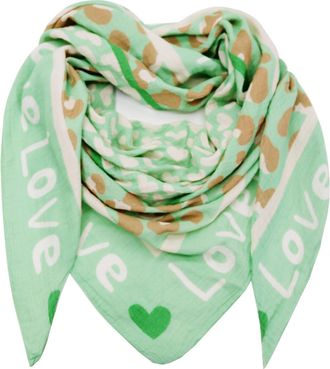 Glamexx24 Damen Schal Dreieck Schal Love Herz Baumwolle Dreieckstuch f&uuml;r Fr&uuml;hling, Sommer, Herbst und Winter Made in Italy, Mittelgruen