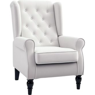 HOMCOM Homcom - Ohrensessel Sessel mit Tufting, hoher R&uuml;ckenlehne, Gepolstert Loungesessel mit abgerundeten Armlehnen, Holzbeine, f&uuml;r Schlafzimmer