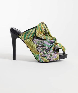 Azalea Wang Azalea Wang Fayelette mules &agrave; talons sandales vert multicolore
