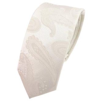 TigerTie &eacute;troit Designer cravate cr&egrave;me beige creamwhite Paisley - Tie