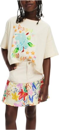 Desigual Unisex Kinder 25SGTK05 T-Shirt, White, 7/8