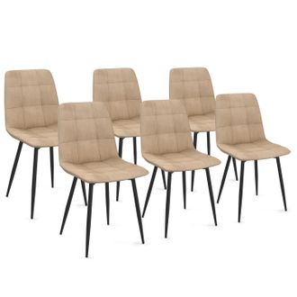 IDMarket Set Di 6 Sedie Da Pranzo Mila In Velluto Color Tortora