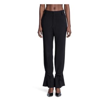 Rokh Femme, Pantalons, Noir, Taille: 38 FR Slim Flare Trouser With Straps