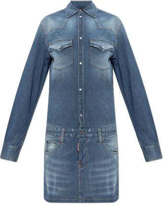 Dsquared2 Femme, Robes, Bleu, Taille: 36 FR Trucker Dress