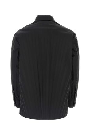 Valentino Garavani Mens Black Tech Nylon Oversize Shirt Exterior: Camicie