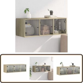 vidaXL Wandschrank mit Glastüren Sonoma-Eiche 102x37x35 cm - Hängeschrank - Wandschrank - Aufbewahrungsraum - Wohnzimmermöbel - Schlafzimmermöbel