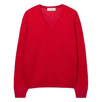 Dunst Pull col en V - Homme - Pulls - Rouge - Taille: S