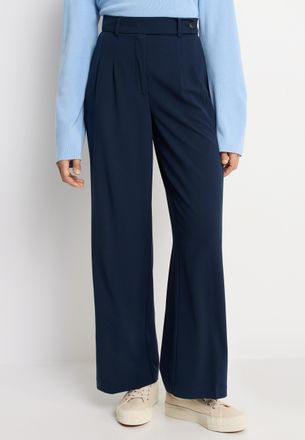 Lascana Palazzohose LASCANA, Damen, Gr. 34, N-Gr, marine, Stoff, Obermaterial: 64% Polyester, 32% Viskose, 4% Elasthan, unifarben, figurumspielend lang, Hosen