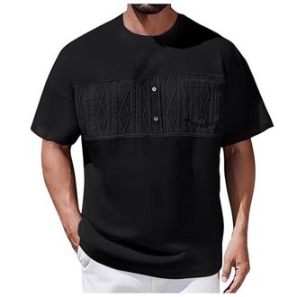Generic T-shirt pour hommes europ&eacute;en uni &eacute;pissure patch poche hommes d&eacute;contract&eacute; ample confortable tendance commerce ext&eacute;rieur col rond manches courtes t-shir