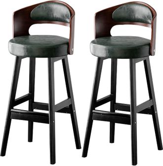 Generic Hoher Barhocker f&uuml;r die K&uuml;che, gepolstert mit PU-Leder, Holzbeine, Hohle R&uuml;ckenlehne, 136 kg belastbar, geeignet f&uuml;r K&uuml;cheninseln, Caf&eacute;s, Bartheken un