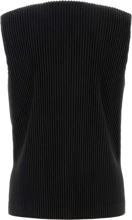 Homme Pliss&eacute; Issey Miyake Mens Black Polyester Vest Exterior: Abiti Dress