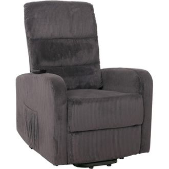 Hhg Fernsehsessel 712, Relaxsessel TV-Sessel Liege, Liegefunktion Aufstehhilfe, Metall Stofff/Textil Cord dunkelgrau