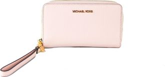 Michael Kors Jet Set Gro&szlig;e Signatur Leder Flach Multifunktionale Telefon Handgelenktasche Geldb&ouml;rse (Puderrosa/Edelstahl)