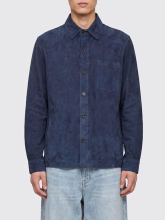 Arma Chemise en cuir su&eacute;d&eacute; avec col fran&ccedil;ais et poches plaqu&eacute;es