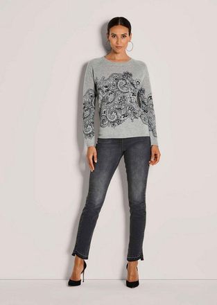 Madeleine Strickpullover Kaschmirpullover mit einzigartigem Print Langarm Pullover mit Rundhals, Raglan&auml;rmel, Rippenb&uuml;ndchen