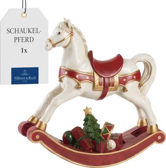 Villeroy & Boch Winter Collage Accessoires Schaukelpferd XL, charmante Deko-Figur f&uuml;r die Festtafel, Polyresin, bunt, 32,8 x 10,8 x 32,5 cm