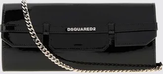 Dsquared2 Pochette en cuir verni avec bandouli&egrave;re amovible en maille m&eacute;tallique