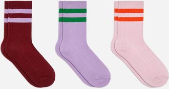 Arket Gerippte Socken 3er-Pack -Rot