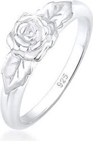 Elli Bague Femmes Bande Roses Symbole Floral Vintage Look en Argent Sterling 925