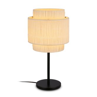 Briloner Tischlampe mit Bastschirm, Kabelschalter, E27, max. 10W, Lampe, Boho, aesthetic, Nachttischlampe, Tischleuchte, Dekolampe Flur, Bürolampe, Leselampe, 