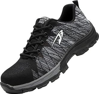 Pangolin Chaussure de Securité Homme Femme Legere Baskets Securite Chaussure de Travail Vec Embout de Protection en Acier Chaussure de Chantier Gris 45 EU