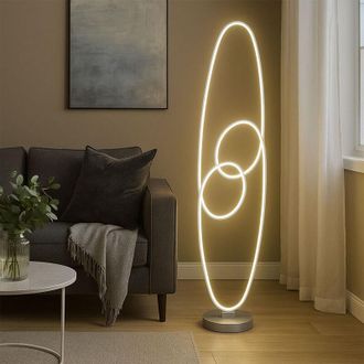 Globo Lighting Lampadaire LED argent Lampe sur pied Alu Lampe design CCT Lampe de salon sur pied, fonction mémoire, 39W 2200Lm blanc chaud froid, H 122 cm