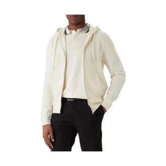 Guess Homme, Sweatshirts et sweats &agrave; capuche, Blanc, Taille: S SweaT-shirt zipp&eacute; int&eacute;gral