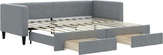 vidaXL Tagesbett Ausziehbar mit Schubladen Hellgrau 80x200 cm Stoff Vidaxl