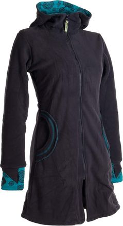 vishes Alternative Bekleidung - Warmer Elfen Kurzmantel mit Zipfelkapuze schwarz-t&uuml;rkis 36