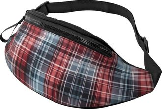 Generic Mit Rei&szlig;verschluss Umh&auml;ngetaschen Schwarz-Rot Kariert Handytasche Tasche Umh&auml;ngetaschen H&uuml;fttasche F&uuml;r Spazieren Running Joggen 14X35Cm