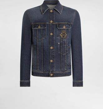 Dolce & Gabbana Denimjacke Aus Denim Mit Logo-patch - Mann Jeans Mehrfarbig 54