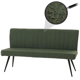 Mendler Sitzbank HWC-K16, Esszimmerbank Bank Polsterbank, R&uuml;ckenlehne Stoff/Textil Boucl&eacute; Metall 160cm - gr&uuml;n