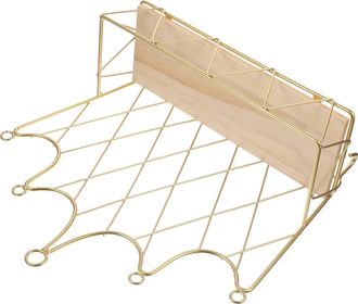 Pretyzoom Goldfarbenes Wandregal mit Kronenform Dekoratives Aufbewahrungsregal mit Haken Stilvoll und Praktisch für Wohnzimmer Badezimmer und Schlafzimmer