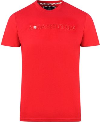 Aquascutum Brand Embossed Logo Rotes T-Shirt