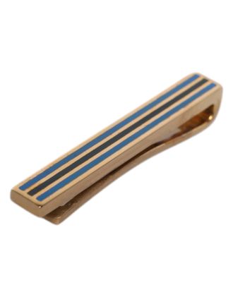 Dolce & Gabbana Mens Gold Tone Brass Logo Branded Tie Clip Bar Real Enamel