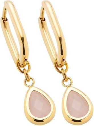 Leonardo Boucles doreilles Ciao Rosy - 1 paire de boucles doreilles pendantes en acier inoxydable doré - Pierre en forme de goutte - Bijou cadeau pour femme - 