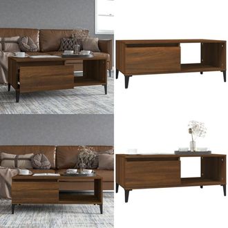 vidaXL Vidaxl - Couchtisch Braun Eichen-Optik 90x50x36,5 cm Holzwerkstoff - Industrieller Couchtisch - Holzwerkstoff Couchtisch - Eiche Look Couchtisch