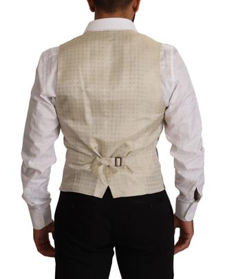 Dolce & Gabbana Mens Beige Wool Single Breasted Waistcoat Vest Virgin Clothing