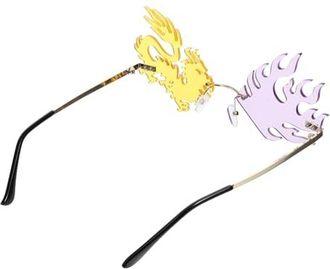 Holibanna Lunettes de Soleil sans Monture Dragon et Oiseau Mythique Lunettes Amusantes pour Fête Protection Anti-éblouissement Accessoire Photo Créatif et Confo
