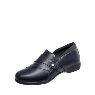 Dream Pairs Mocassins habillés en similicuir confortables à enfiler avec soutien de la voûte plantaire pour femme, bleu marine, 38.5 EU