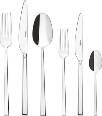 Sambonet 52562-83 Rock Inox Besteckset 36-teilig, 6 Tafelgabeln, 6 Tafellöffel, 6 Tafelmesser, 6 Obstgabeln, 6 Obstmesser und 6 Teelöffel aus Edelstahl, Spülma