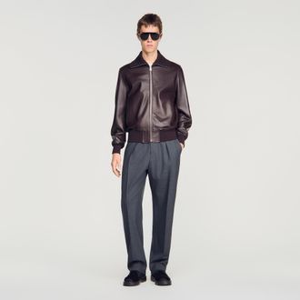 Sandro Lederblouson mit Rei&szlig;verschluss